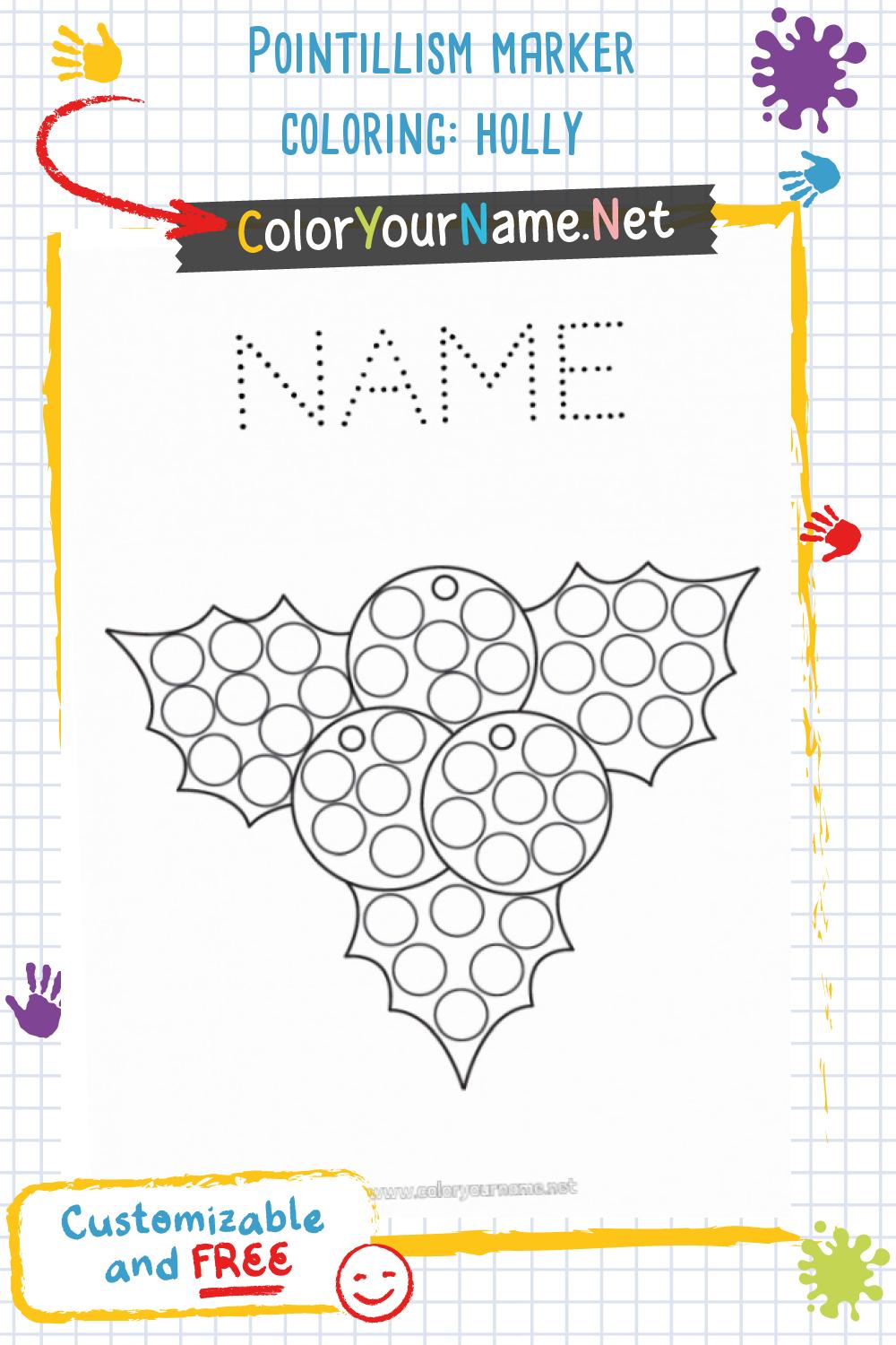 Pointillism marker coloring: holly