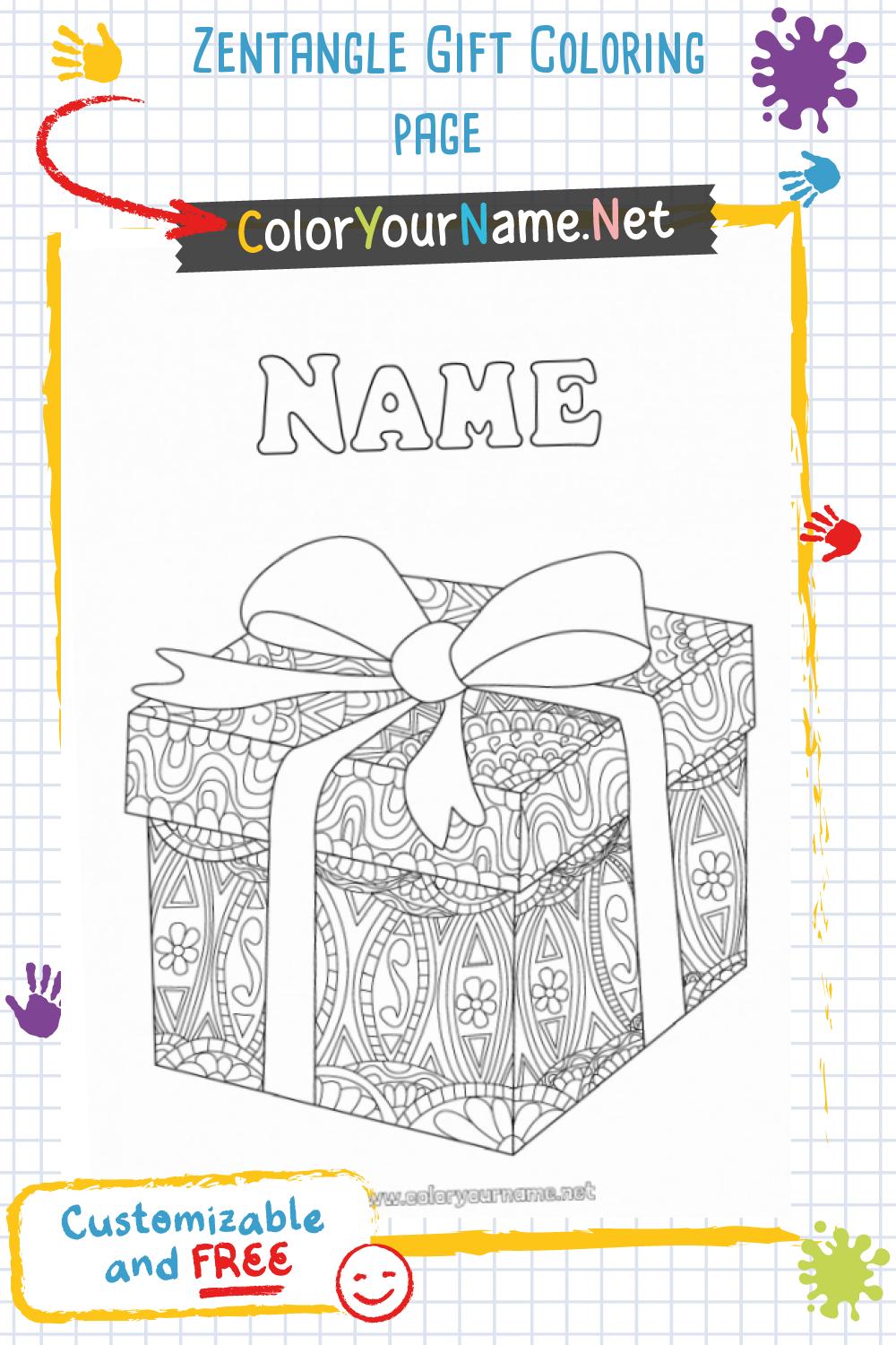 Zentangle Gift Coloring page