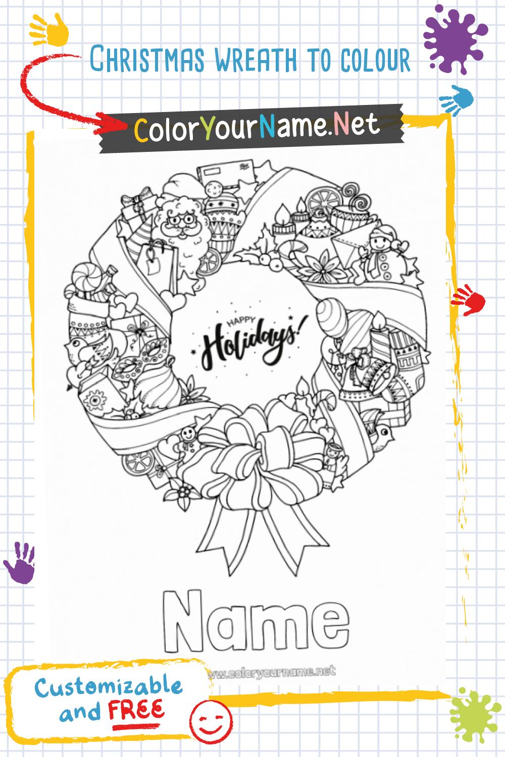 Christmas wreath to colour