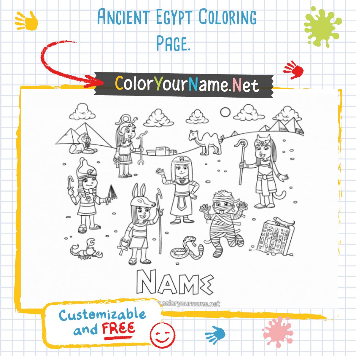Ancient Egypt Coloring Page.