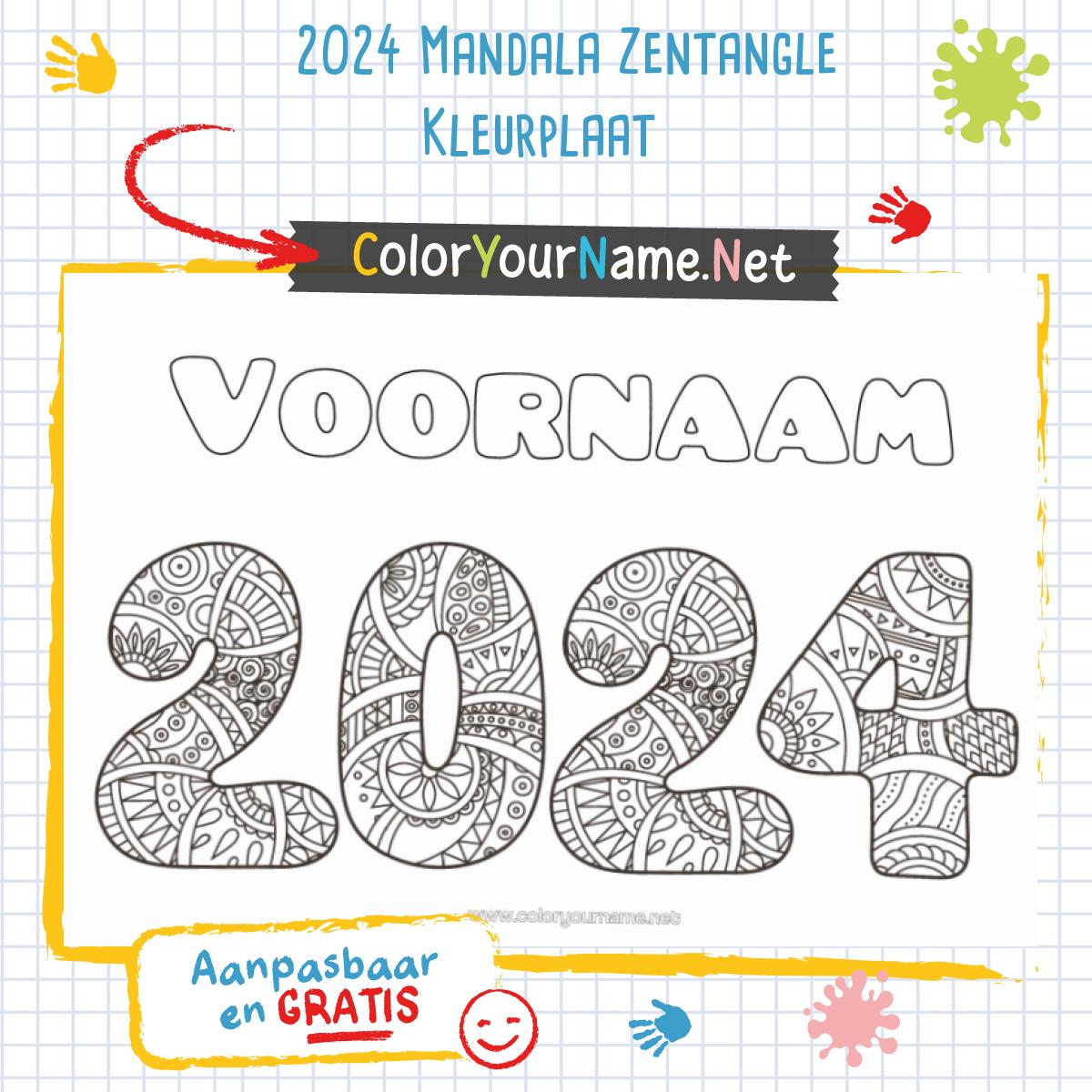 2024 Mandala Zentangle Kleurplaat