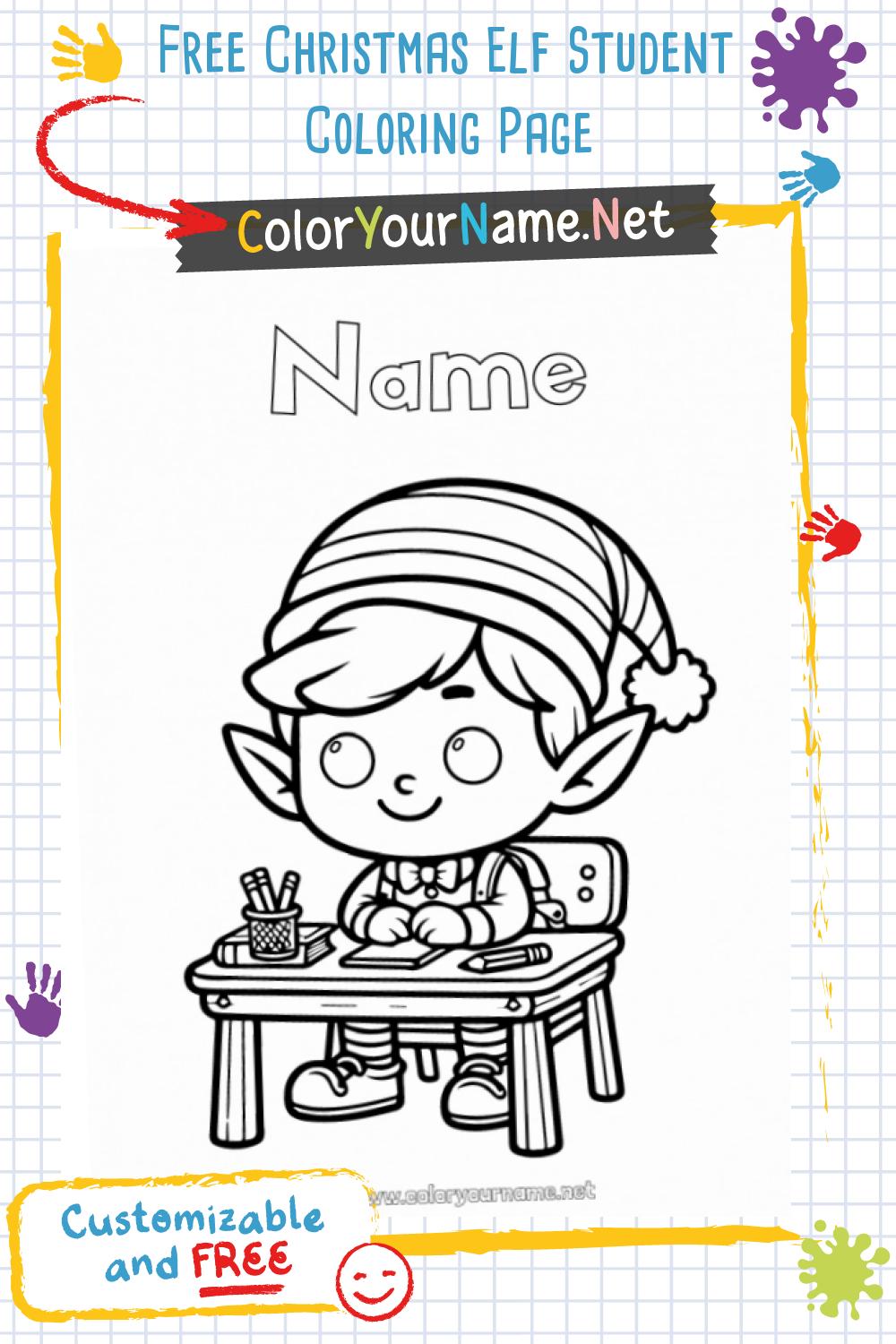 Free Christmas Elf Student Coloring Page