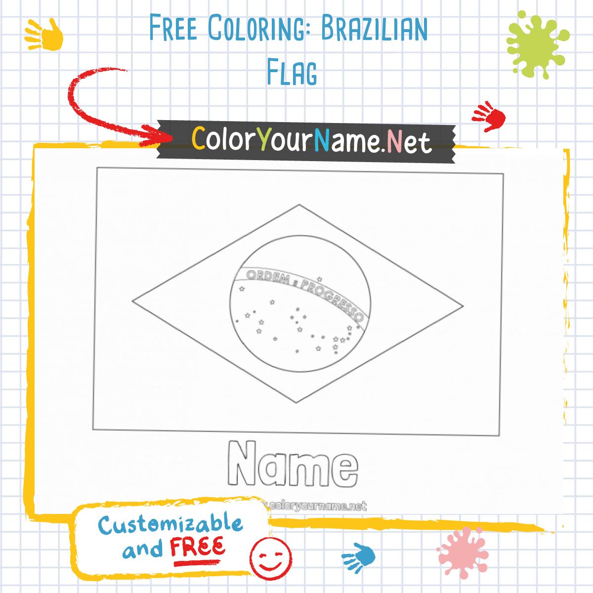 Free Coloring: Brazilian Flag