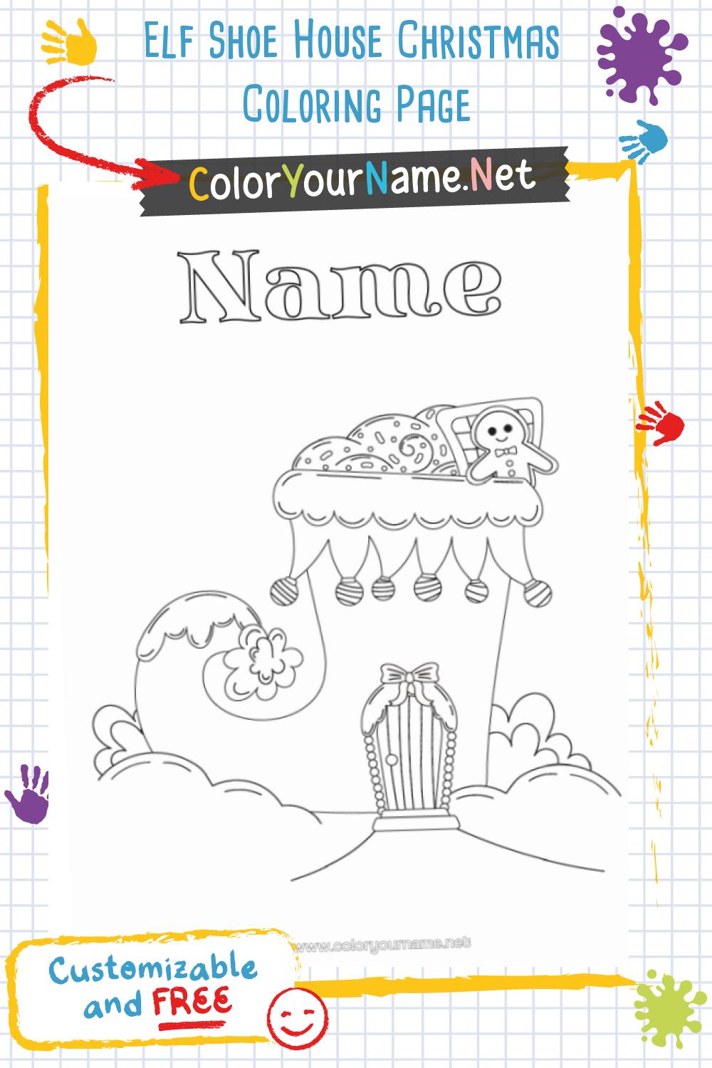 Elf Shoe House Christmas Coloring Page