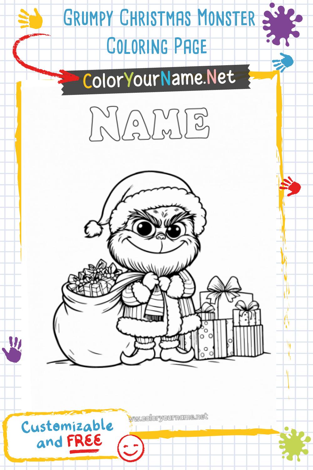 Grumpy Christmas Monster Coloring Page