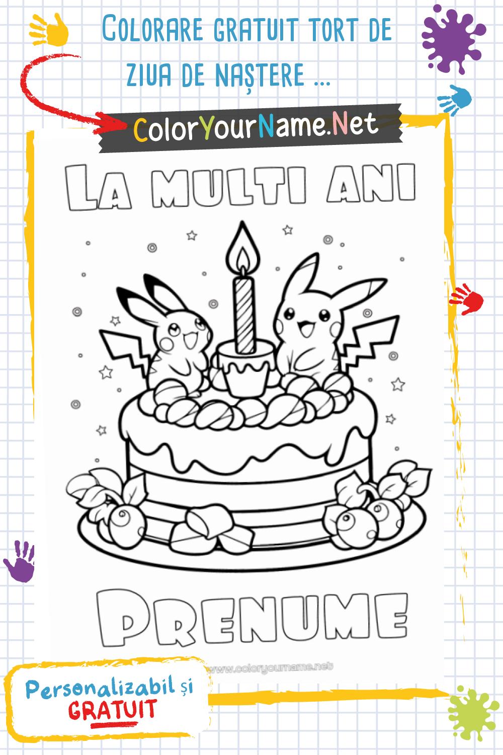 Colorare gratuit tort de ziua de naștere și personaje manga