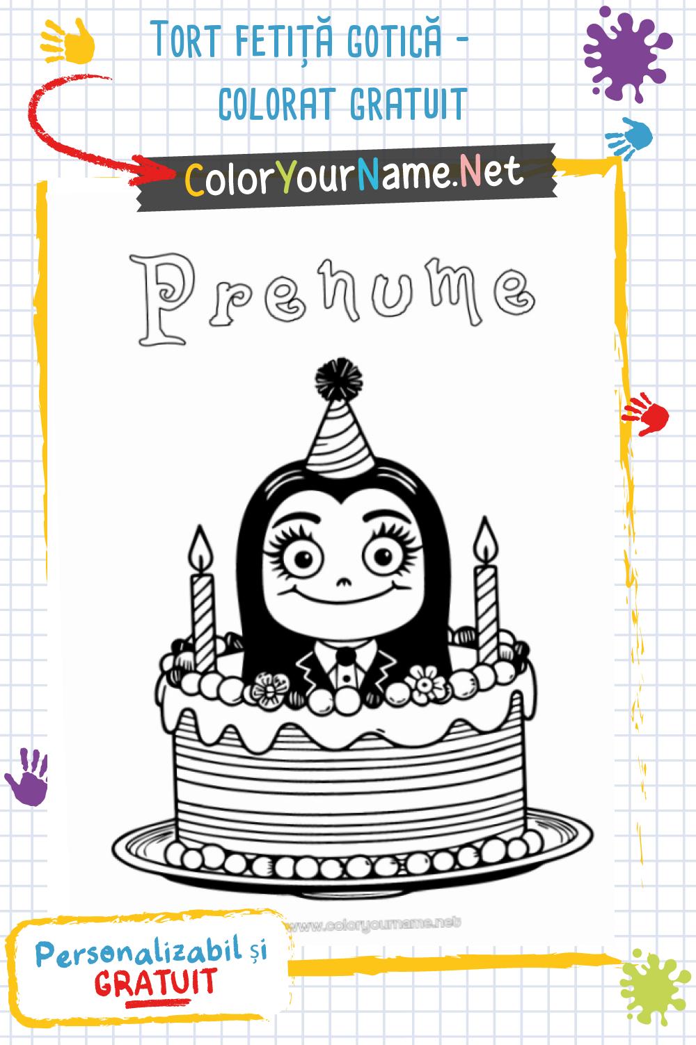 Tort fetiță gotică - colorat gratuit