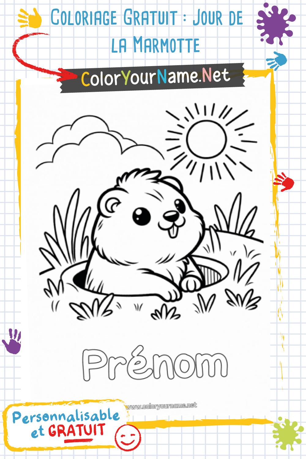 Coloriage Gratuit : Jour de la Marmotte