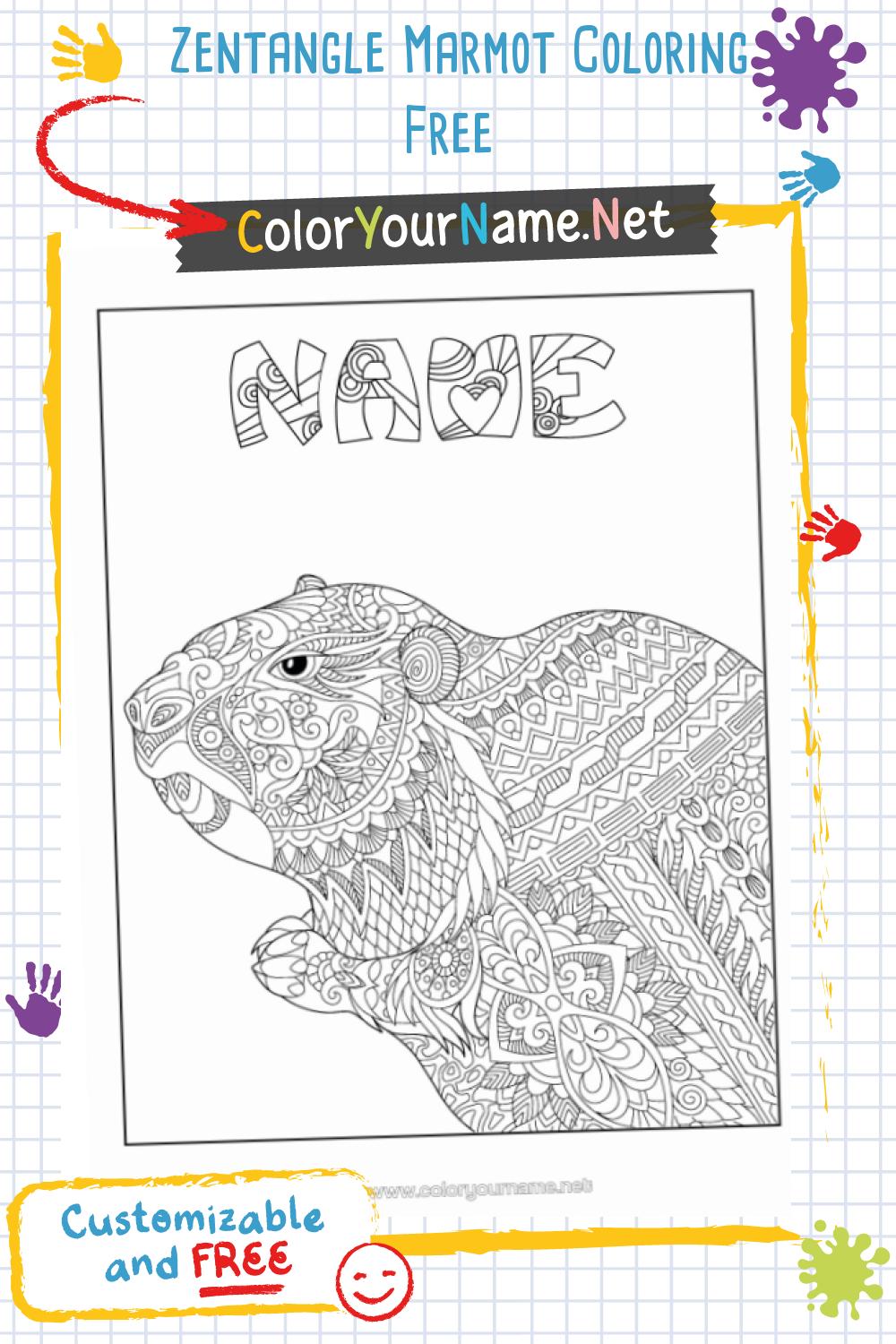 Zentangle Marmot Coloring Free