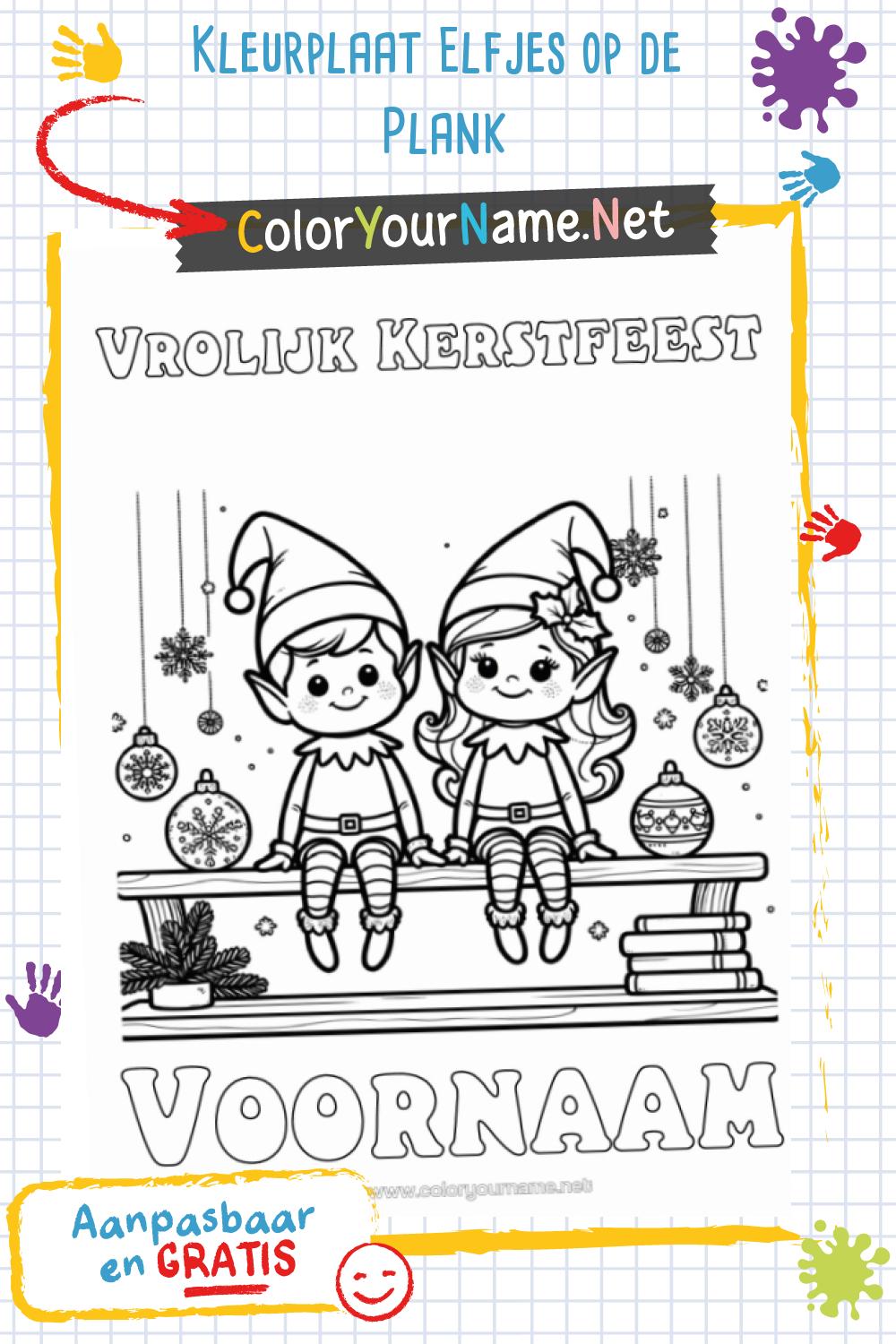 Kleurplaat Elfjes op de Plank