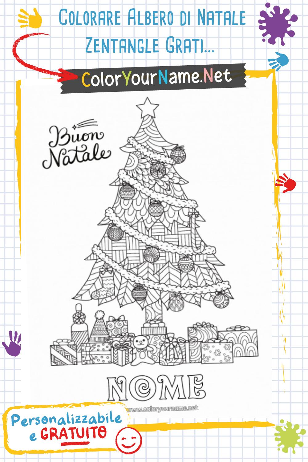 Colorare Albero di Natale Zentangle Gratis - Personalizzabile