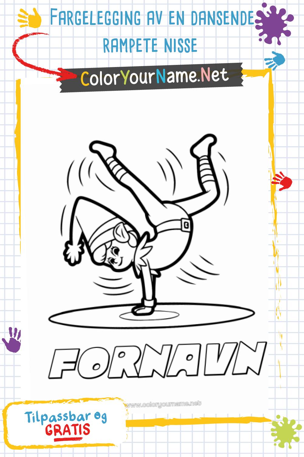 Fargelegging av en dansende rampete nisse