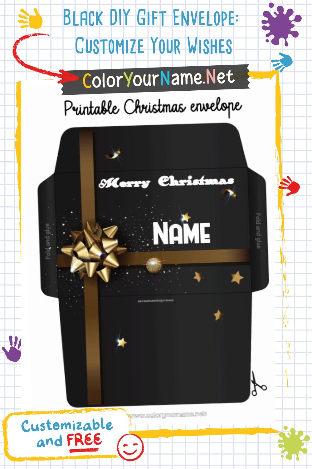 Black DIY Gift Envelope: Customize Your Wishes