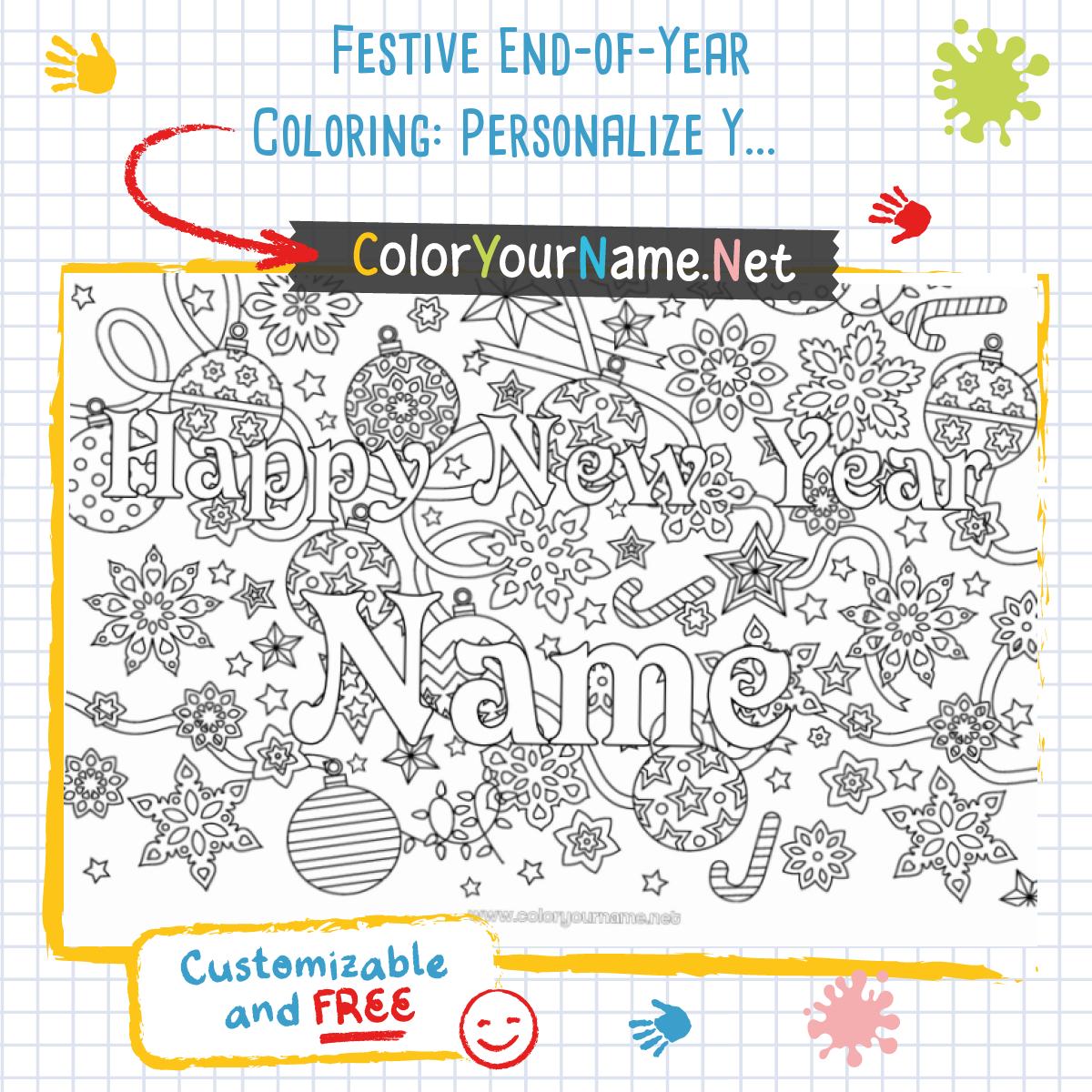 Festive End-of-Year Coloring: Personalize Your Wishes