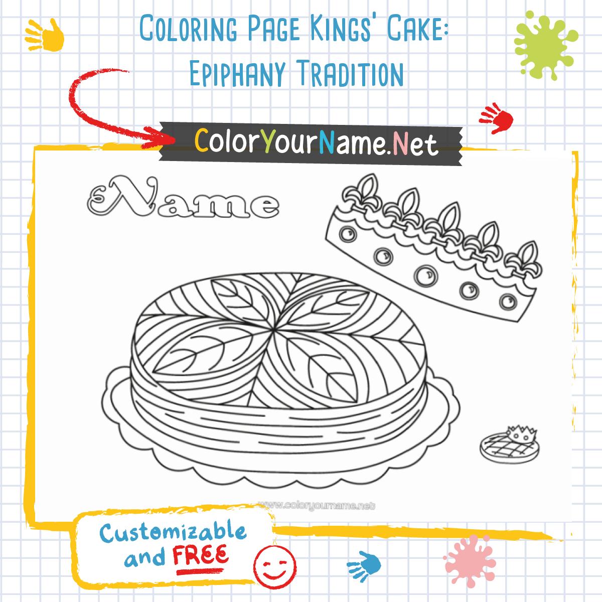 Coloring Page Kings' Cake: Epiphany Tradition