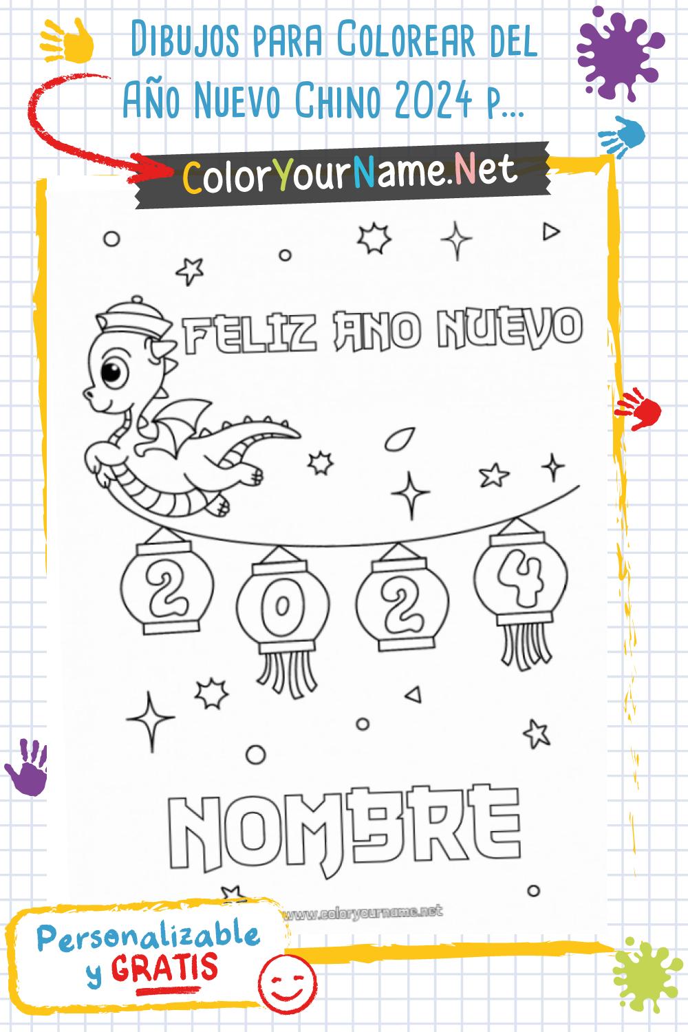Dibujos para Colorear del Año Nuevo Chino 2024 para Niños