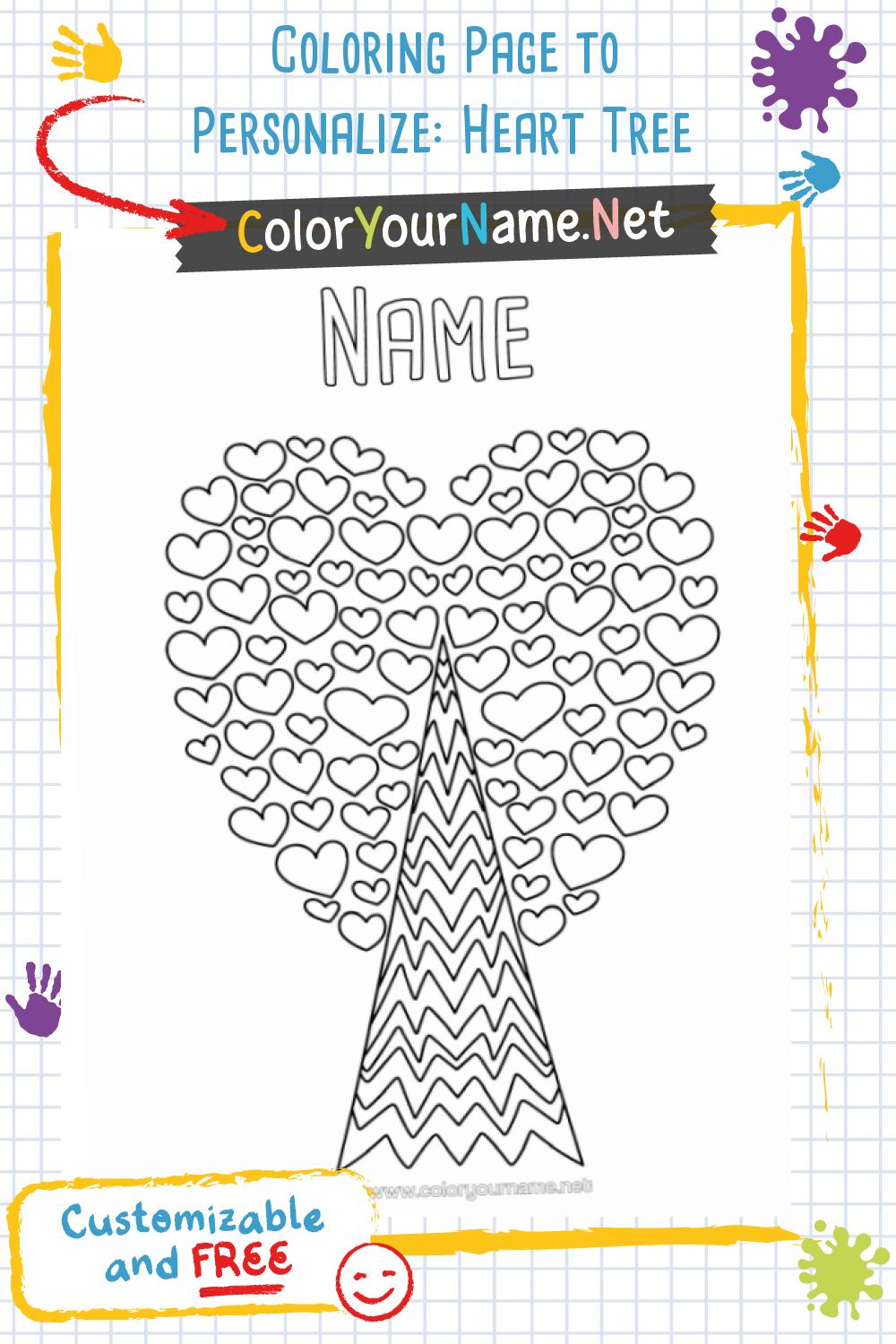 Coloring Page to Personalize: Heart Tree