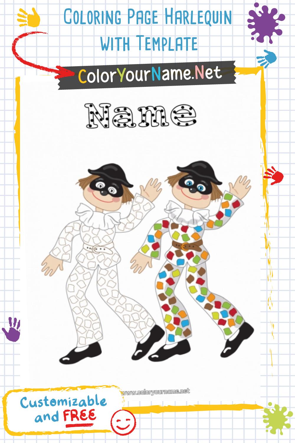 Coloring Page Harlequin with Template
