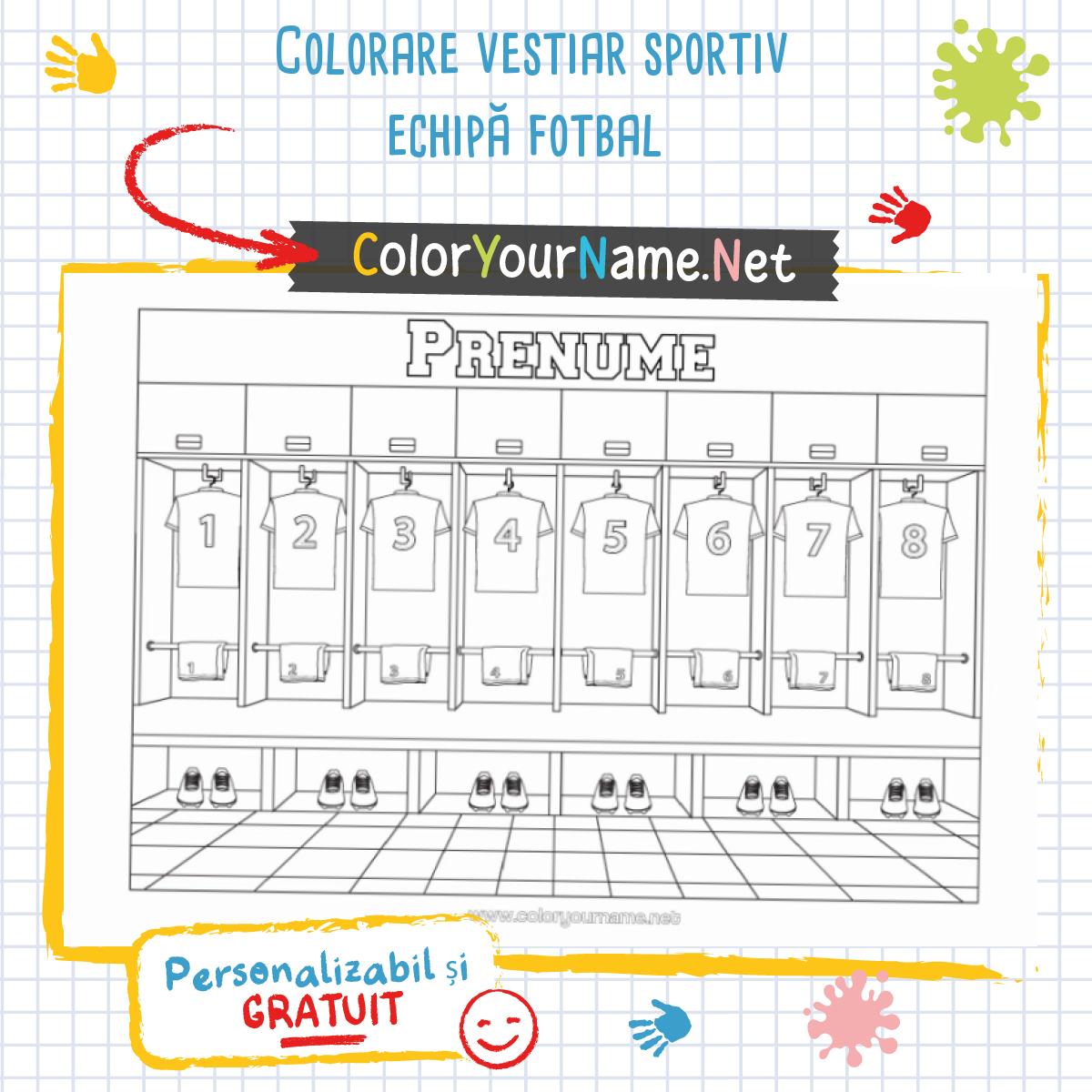 Colorare vestiar sportiv echipă fotbal