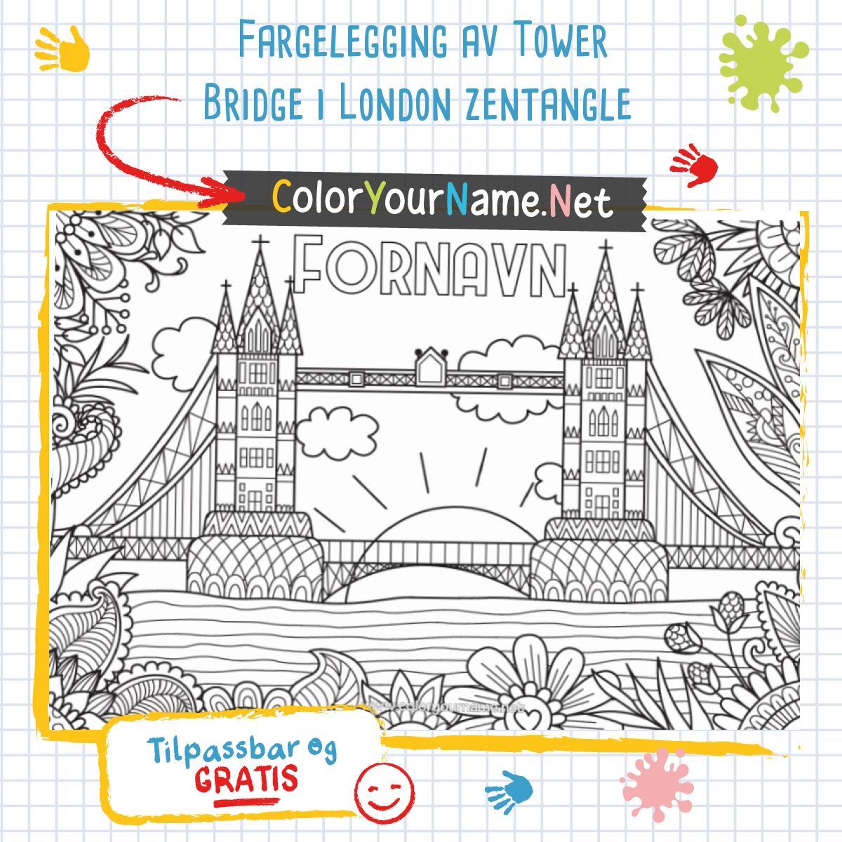 Fargelegging av Tower Bridge i London zentangle