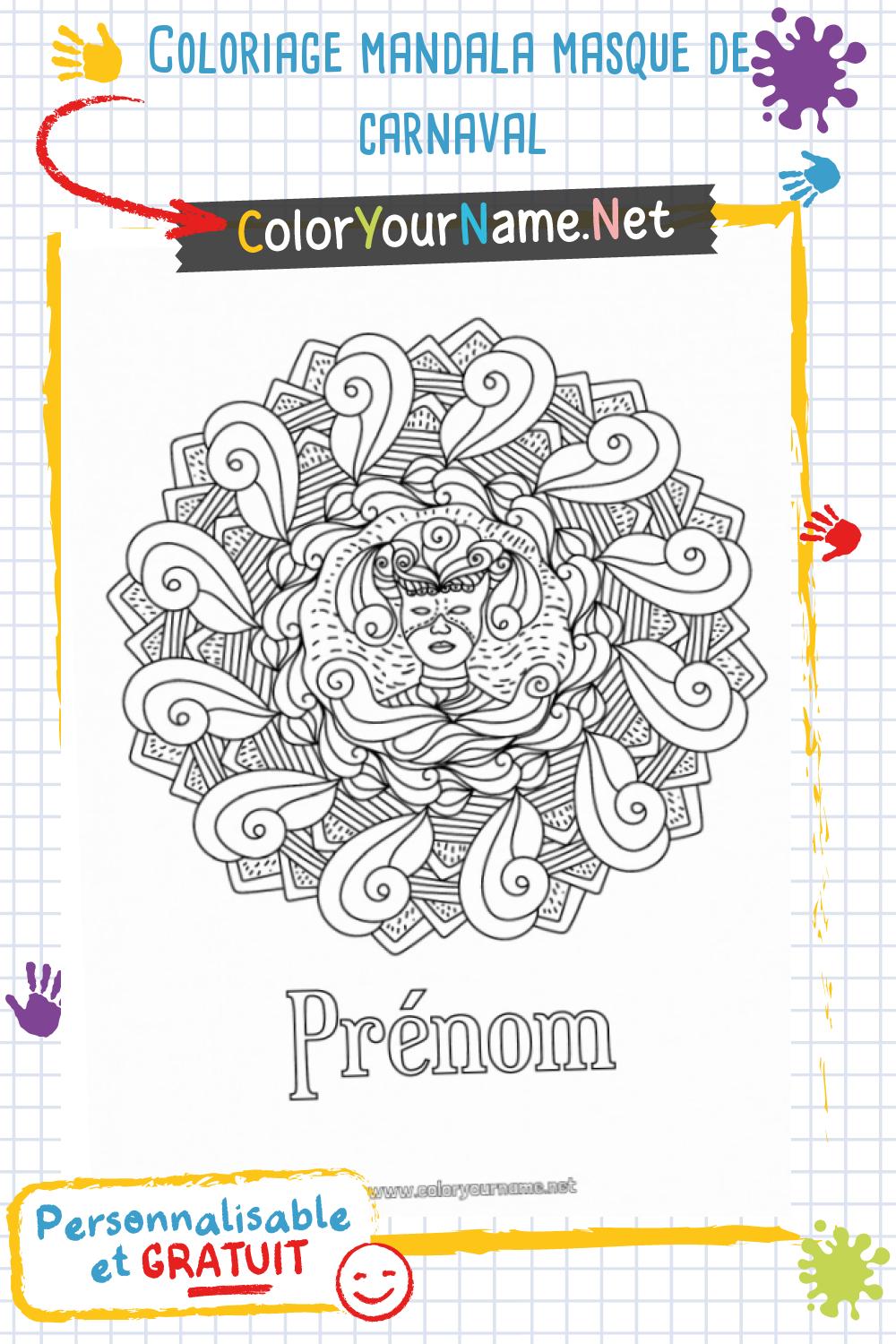 Coloriage mandala masque de carnaval