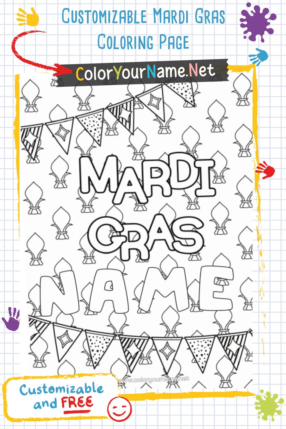 Customizable Mardi Gras Coloring Page