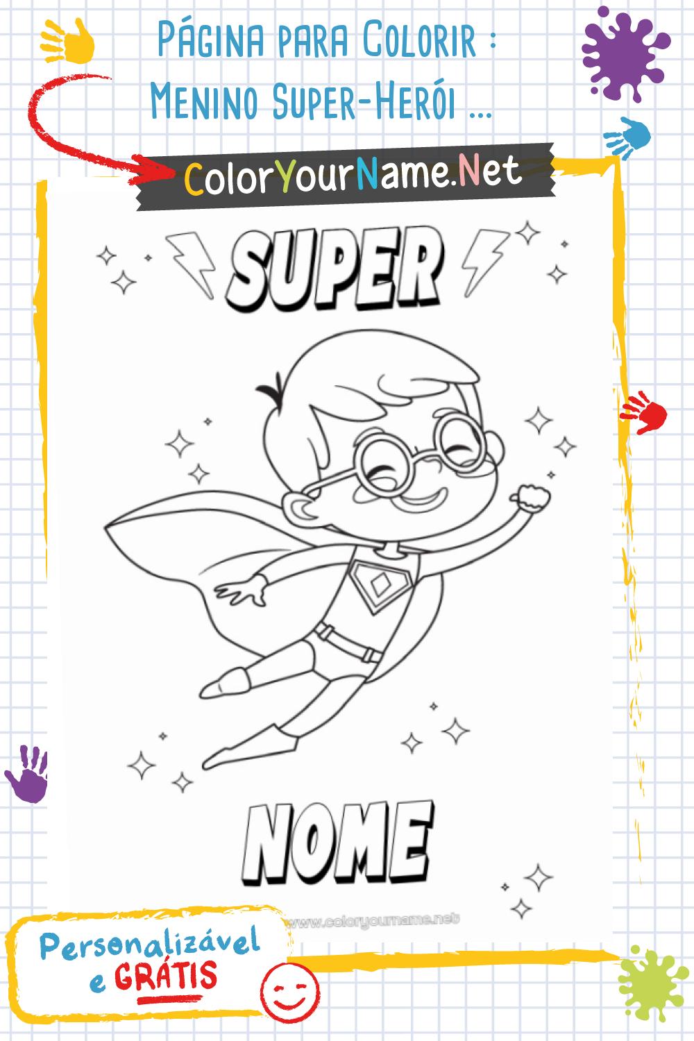 Página para Colorir : Menino Super-Herói com Óculos