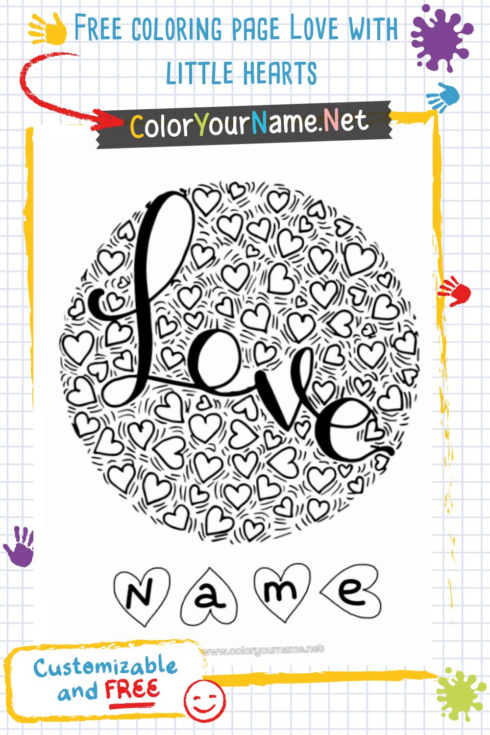 Free coloring page Love with little hearts