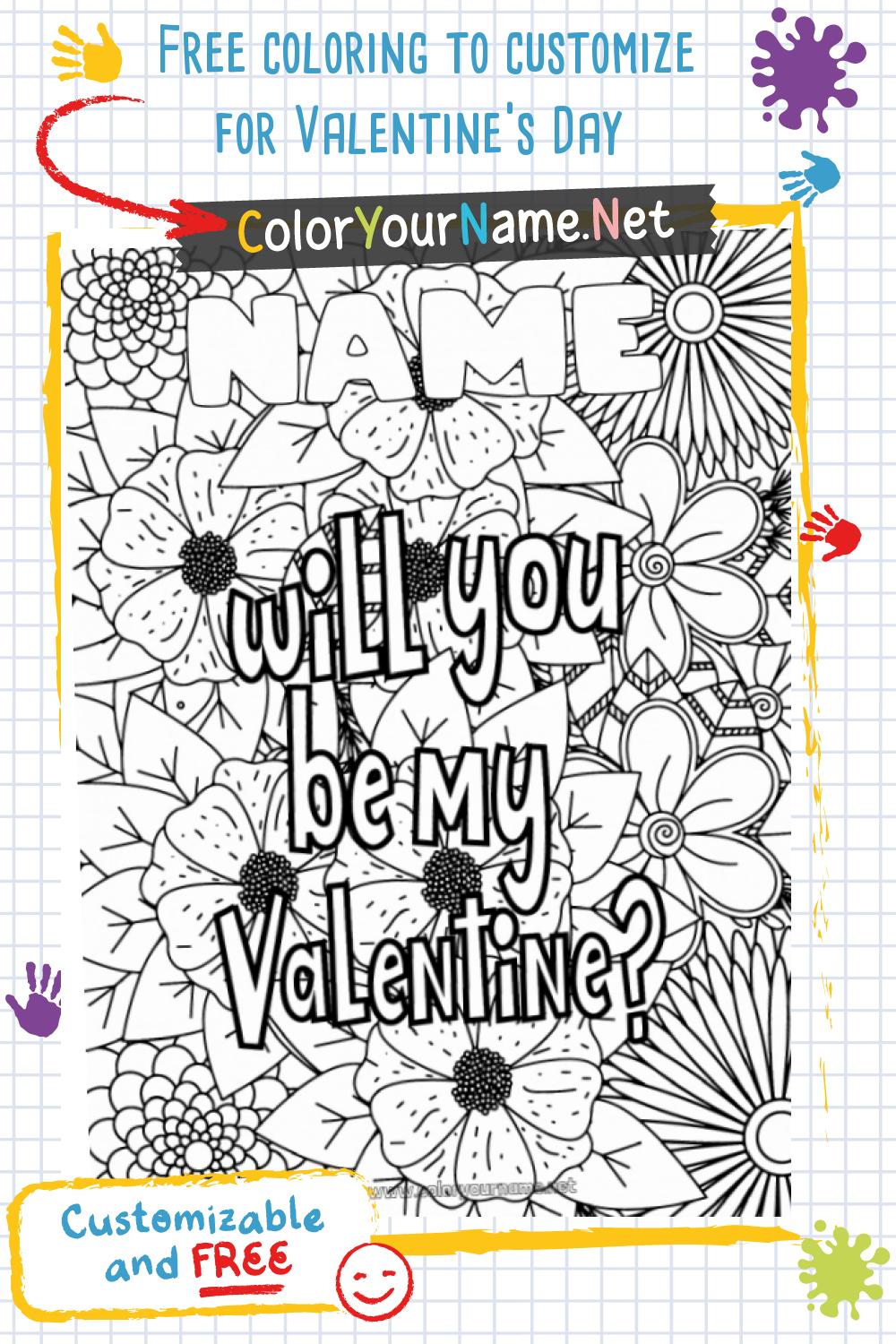 Free coloring to customize for Valentine’s Day