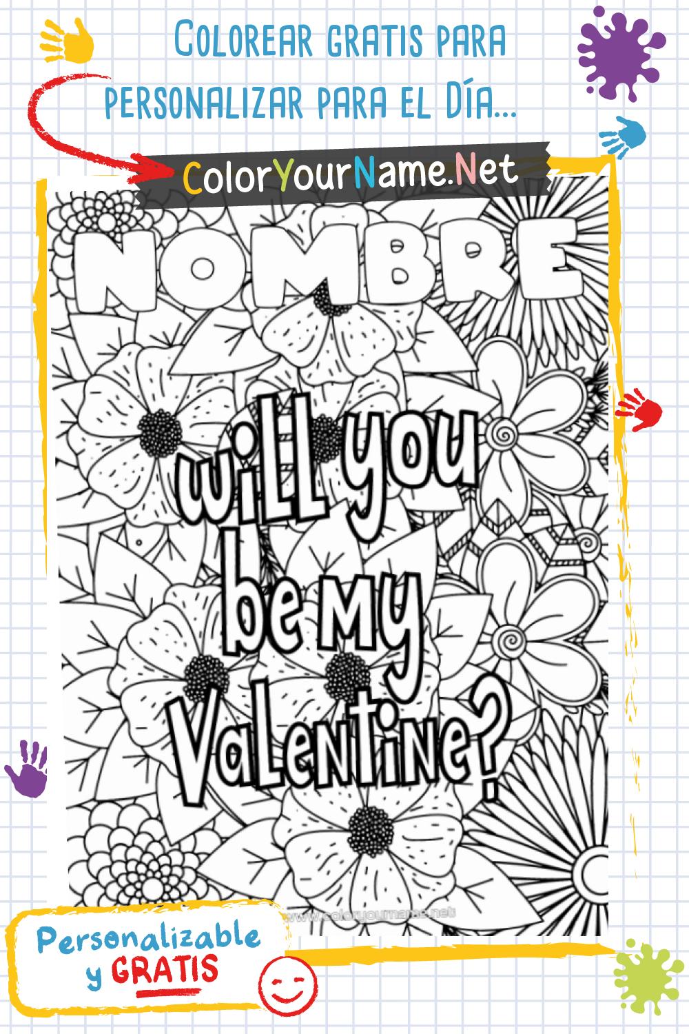 Colorear gratis para personalizar para el Día de San Valentín