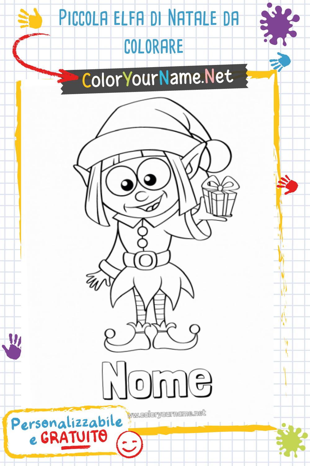 Piccola elfa di Natale da colorare