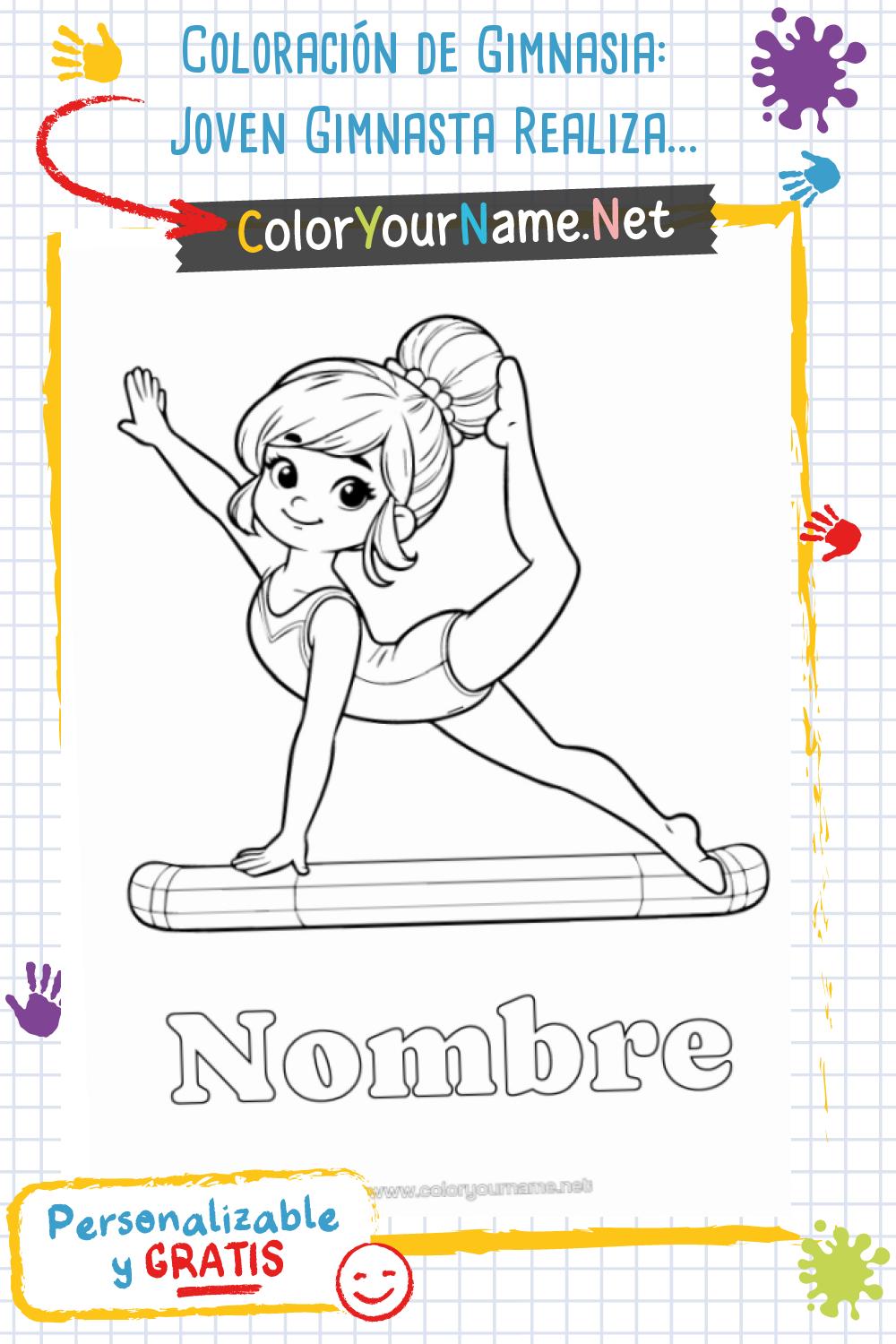 Coloración de Gimnasia: Joven Gimnasta Realizando una Rutina