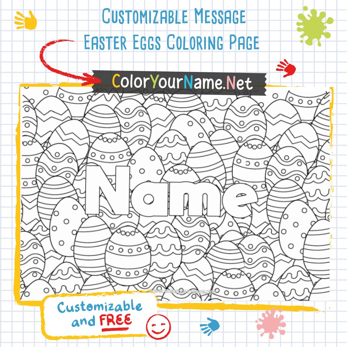 Customizable Message Easter Eggs Coloring Page