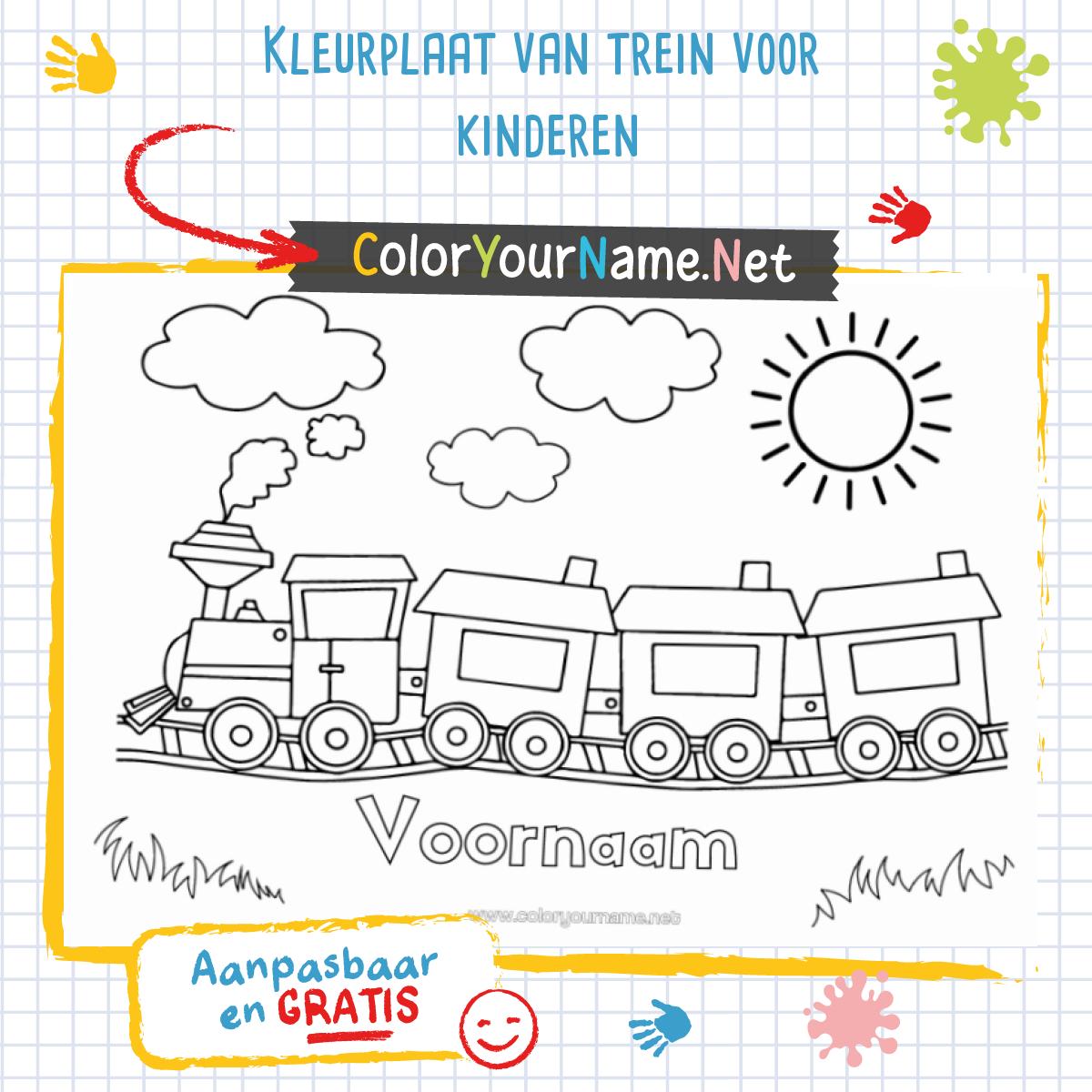 Kleurplaat van trein voor kinderen