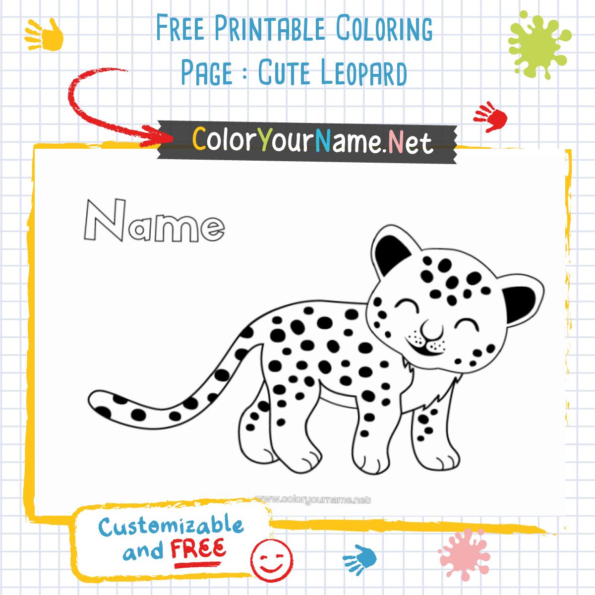 Free Printable Coloring Page : Cute Leopard
