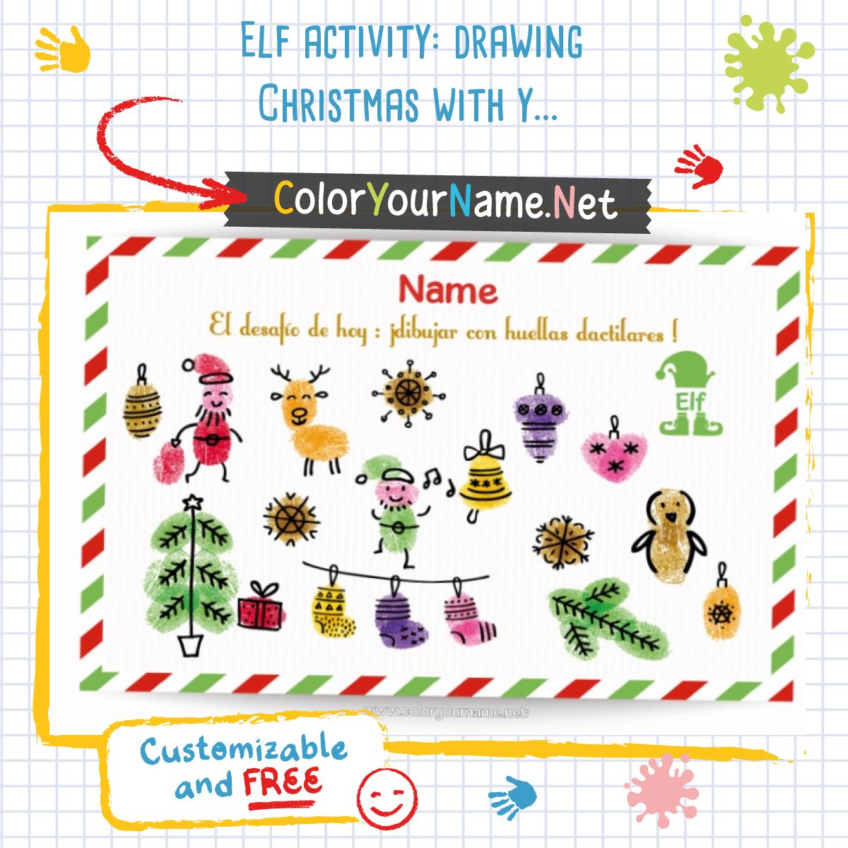 Elf activity: drawing Christmas with your fingerprints