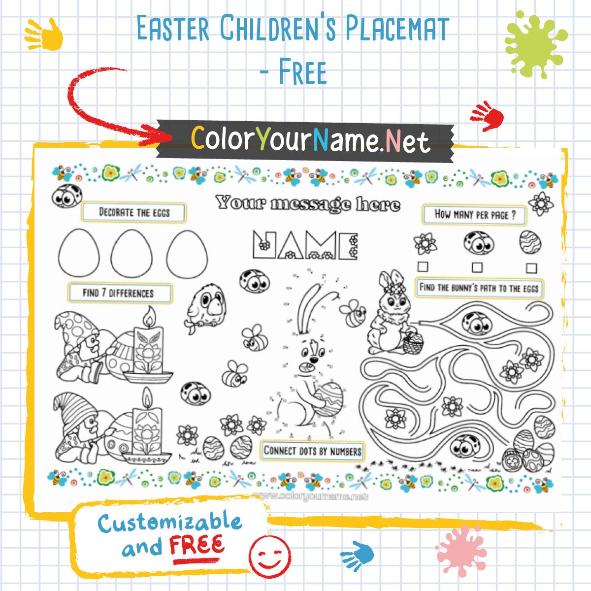 Easter Children's Placemat - Free