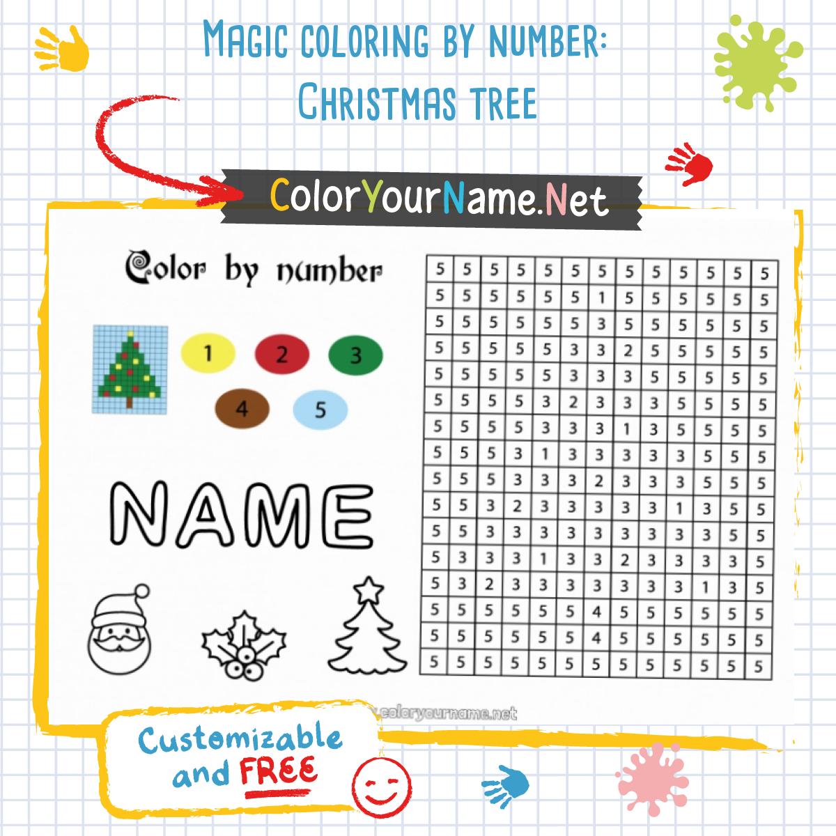 Magic coloring by number: Christmas tree