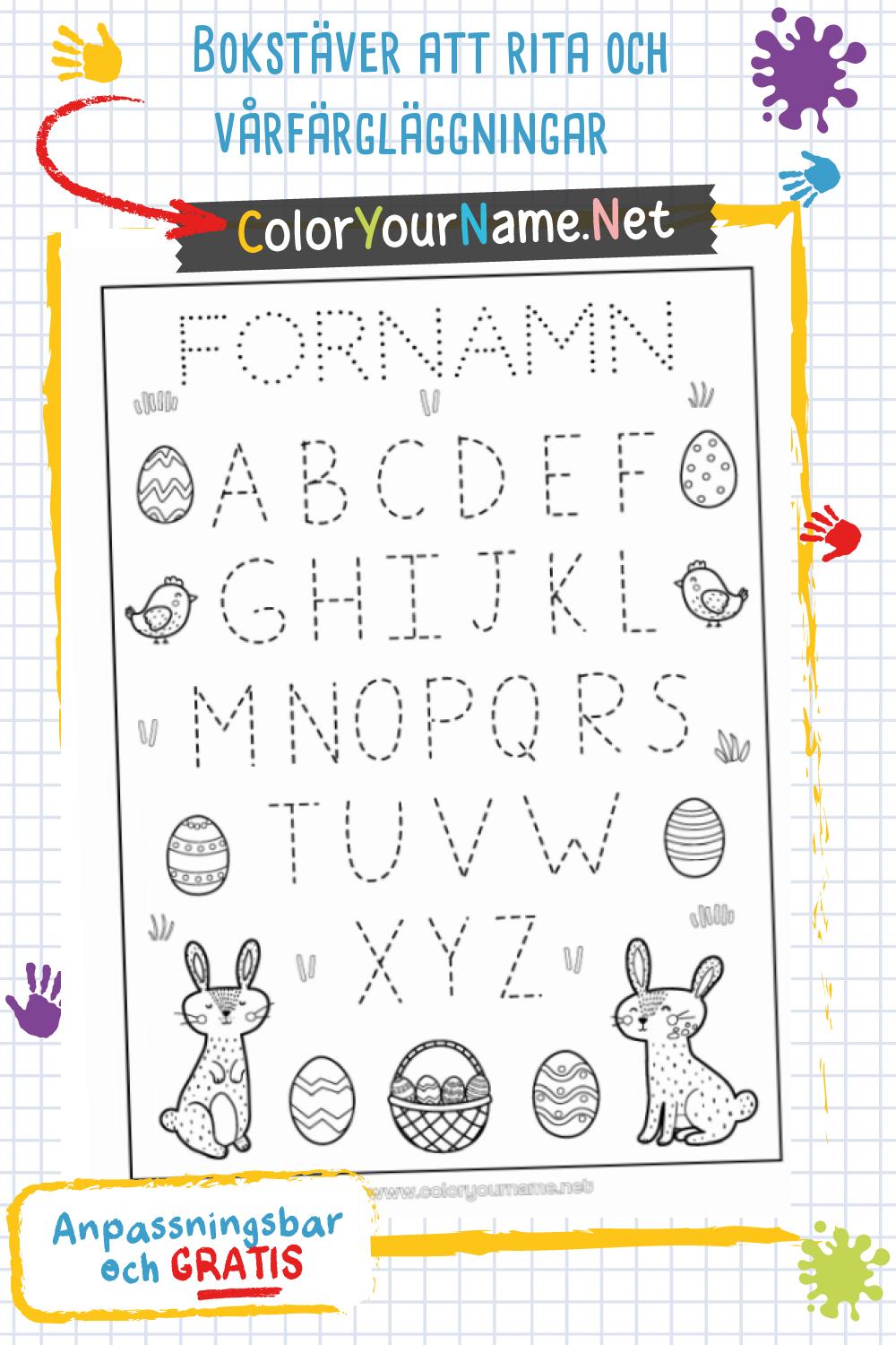 Bokstäver att rita och vårfärgläggningar
