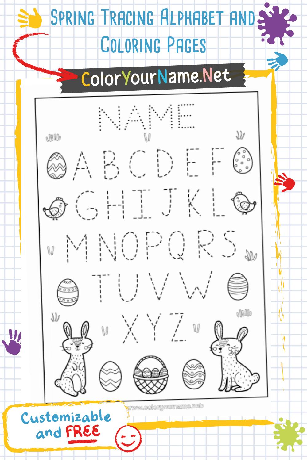 Spring Tracing Alphabet and Coloring Pages
