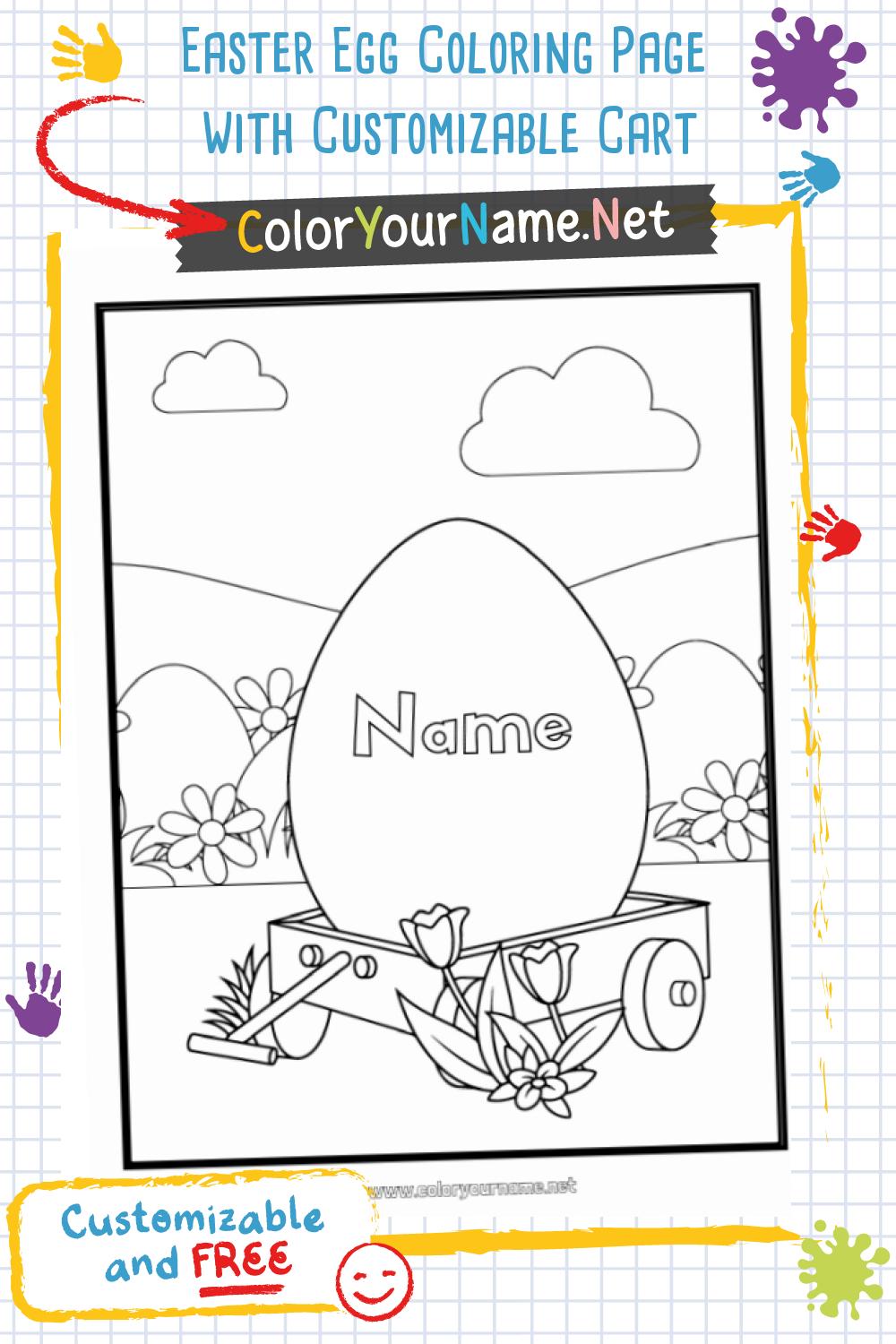 Easter Egg Coloring Page with Customizable Cart
