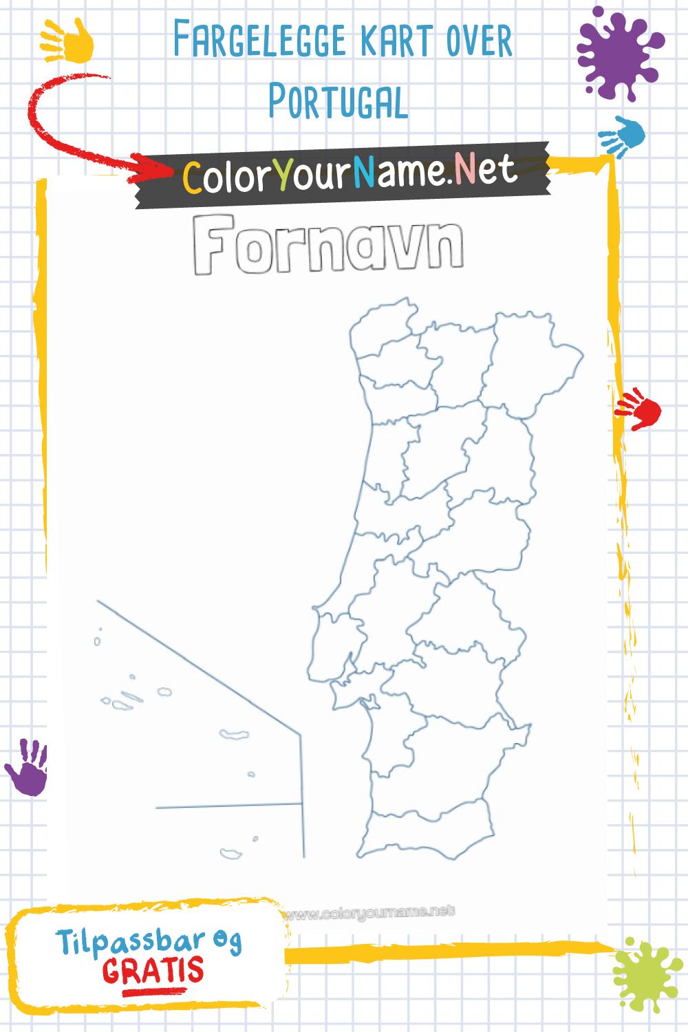 Fargelegge kart over Portugal