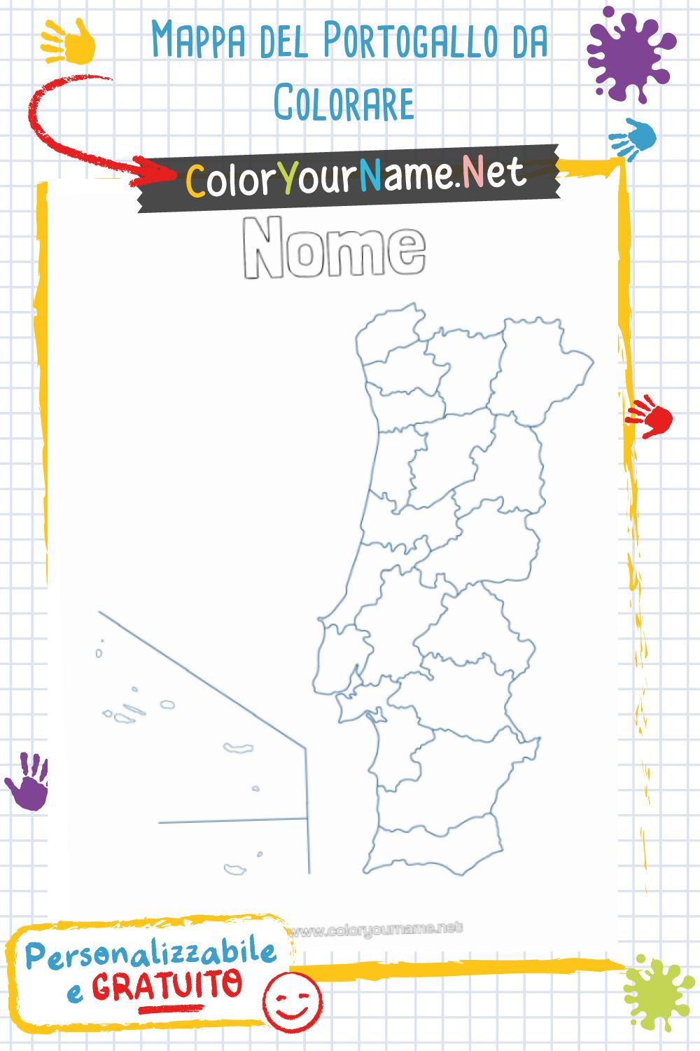 Mappa del Portogallo da Colorare