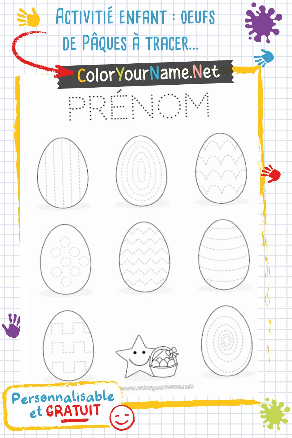 Activitié enfant : oeufs de Pâques à tracer et colorier