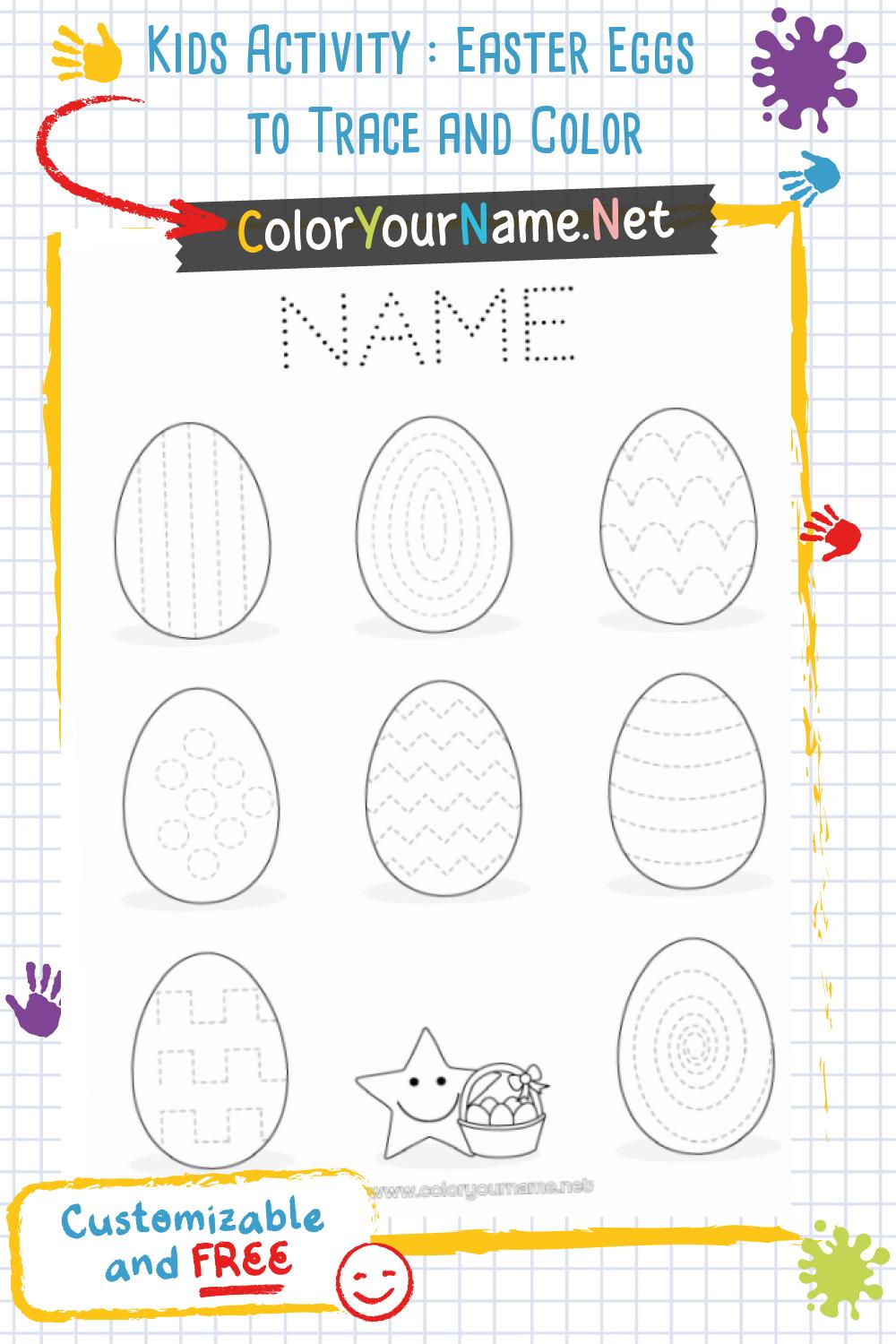 Kids Activity : Easter Eggs to Trace and Color