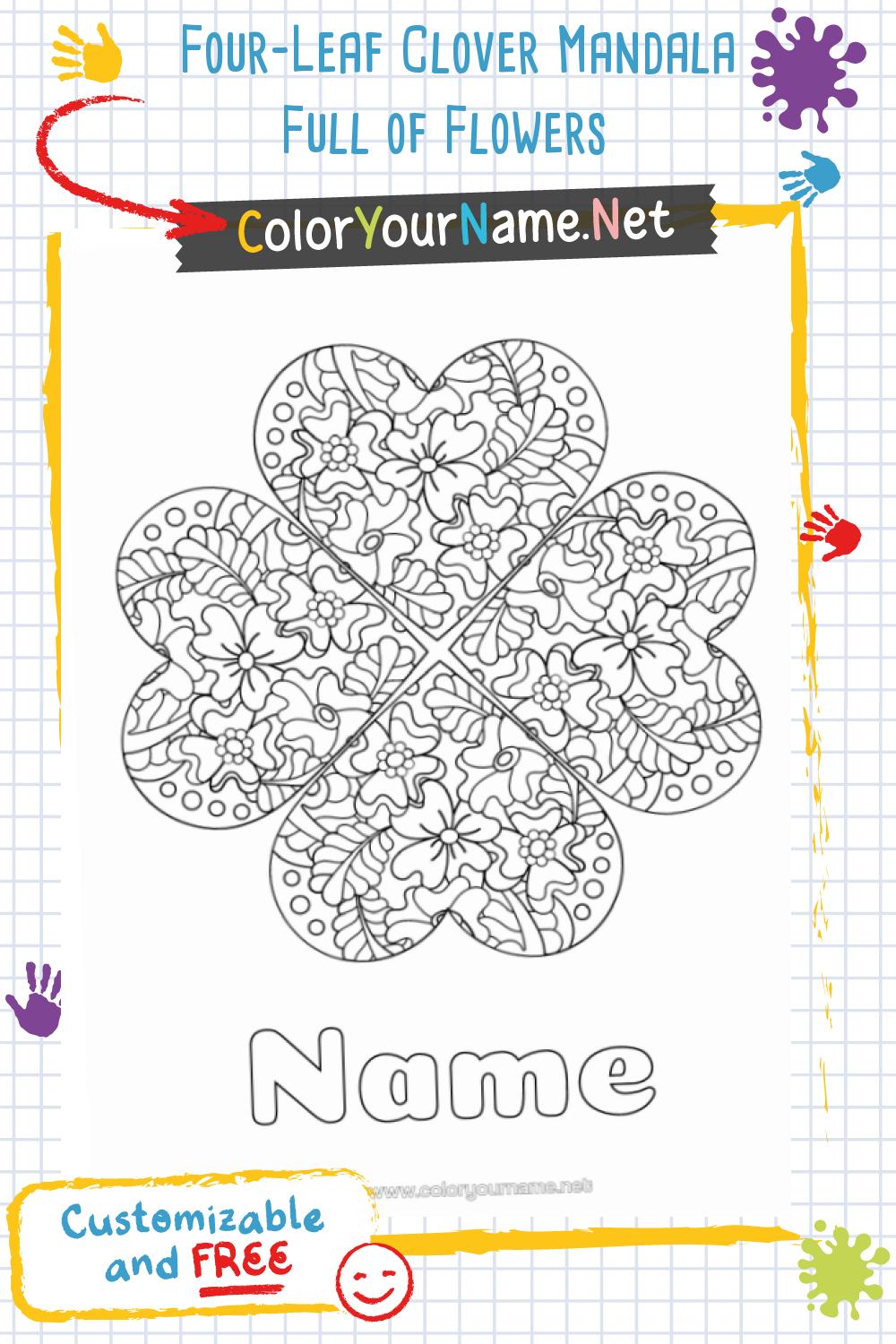 Four-Leaf Clover Mandala Full of Flowers