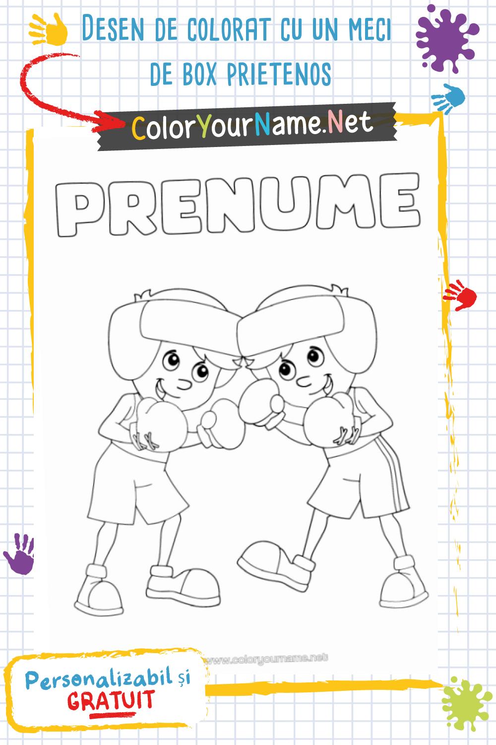 Desen de colorat cu un meci de box prietenos