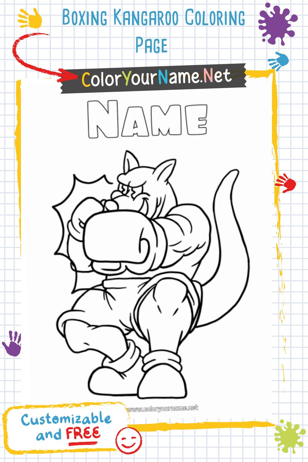 Boxing Kangaroo Coloring Page