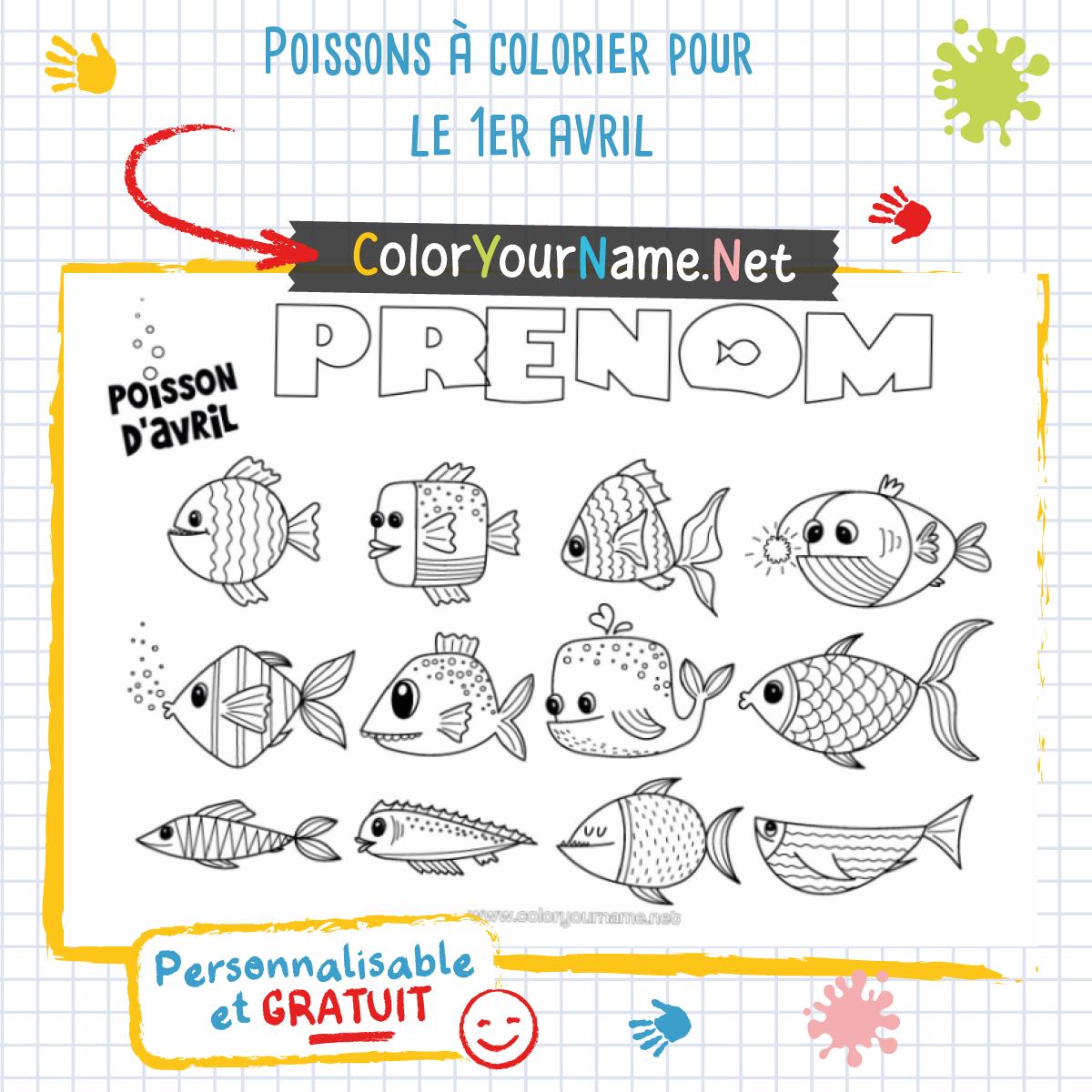 Poissons à colorier pour le 1er avril