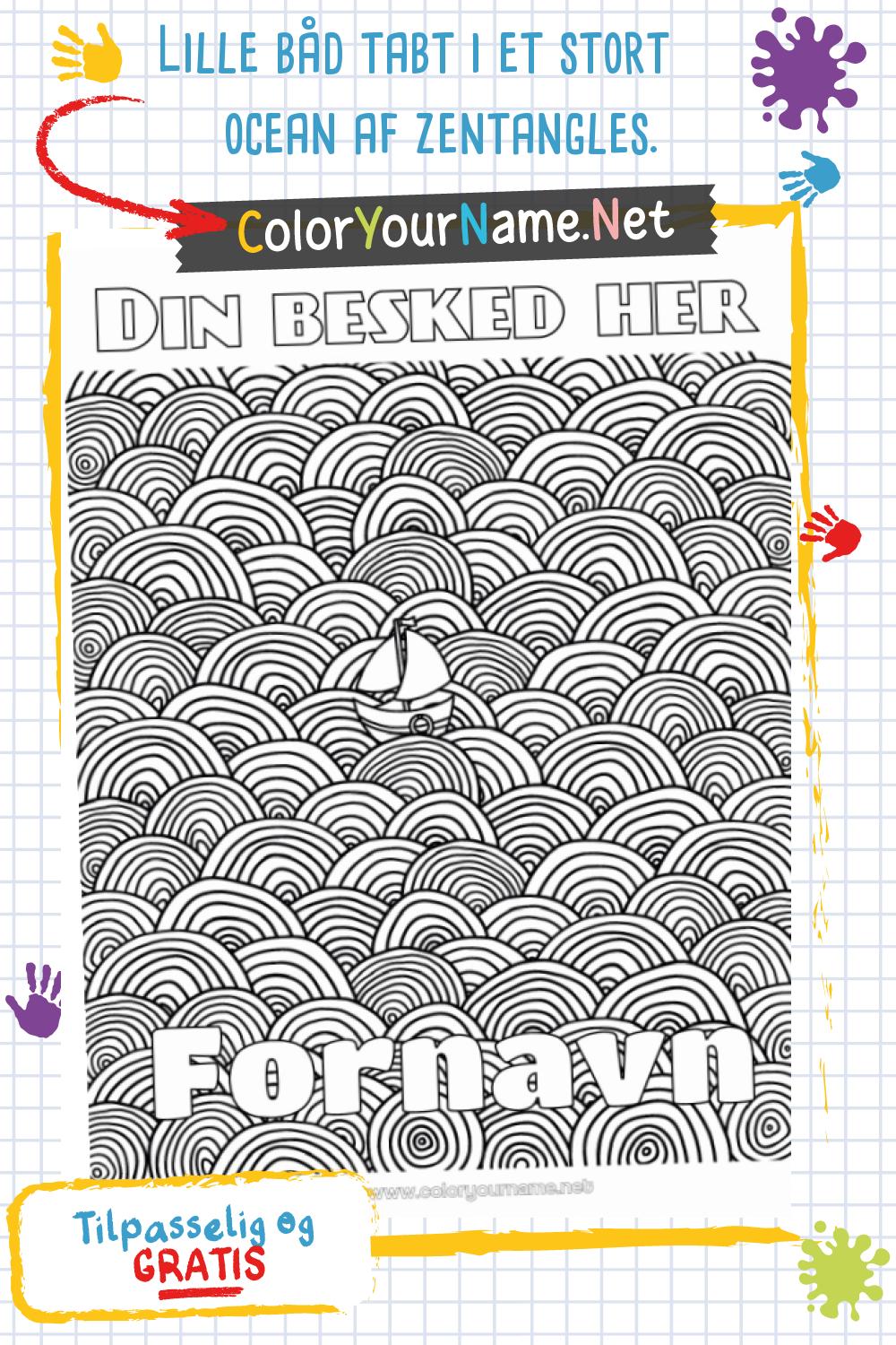 Lille båd tabt i et stort ocean af zentangles.